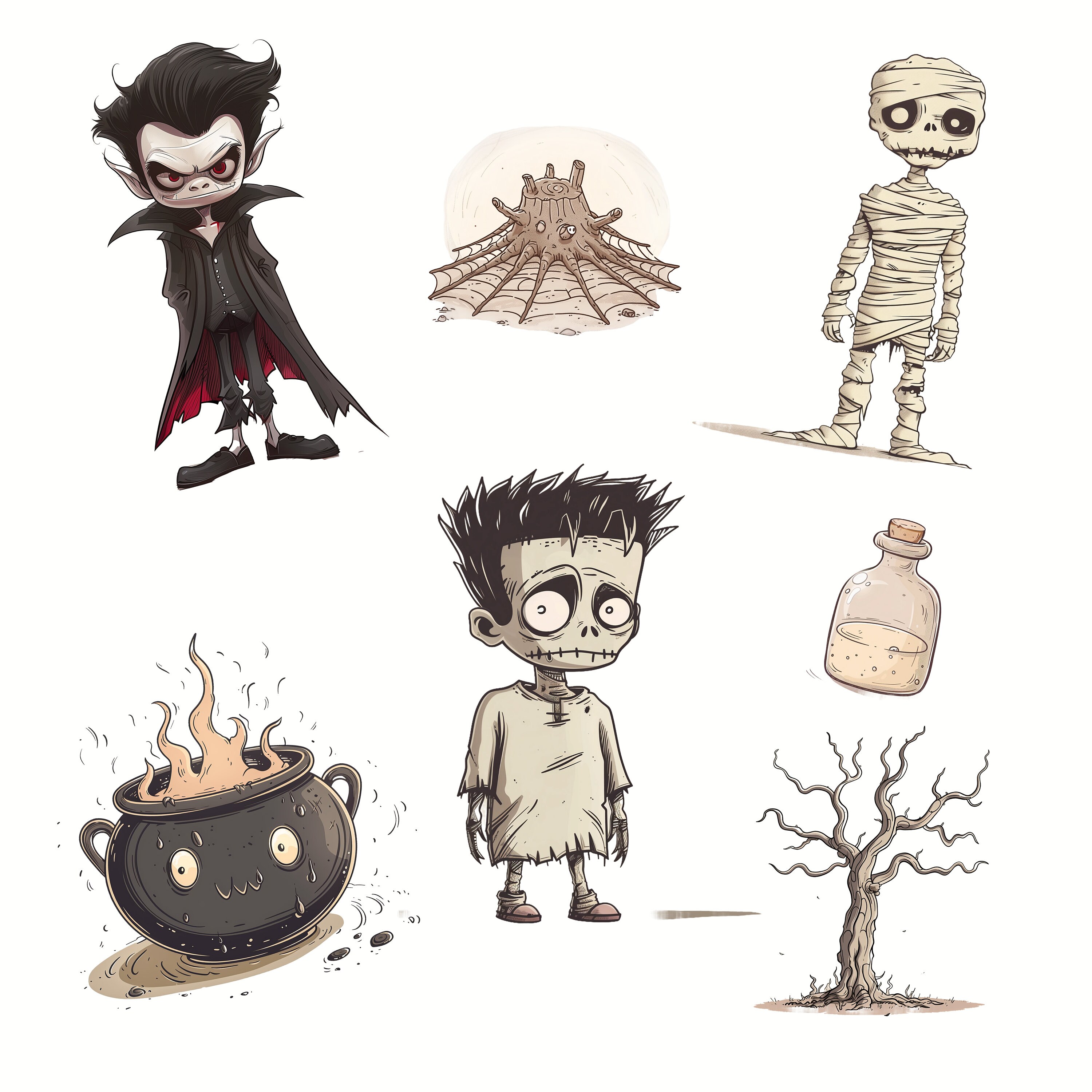 Spooky Halloween Clipart Bundle | 20 Transparent PNG Files | High ...