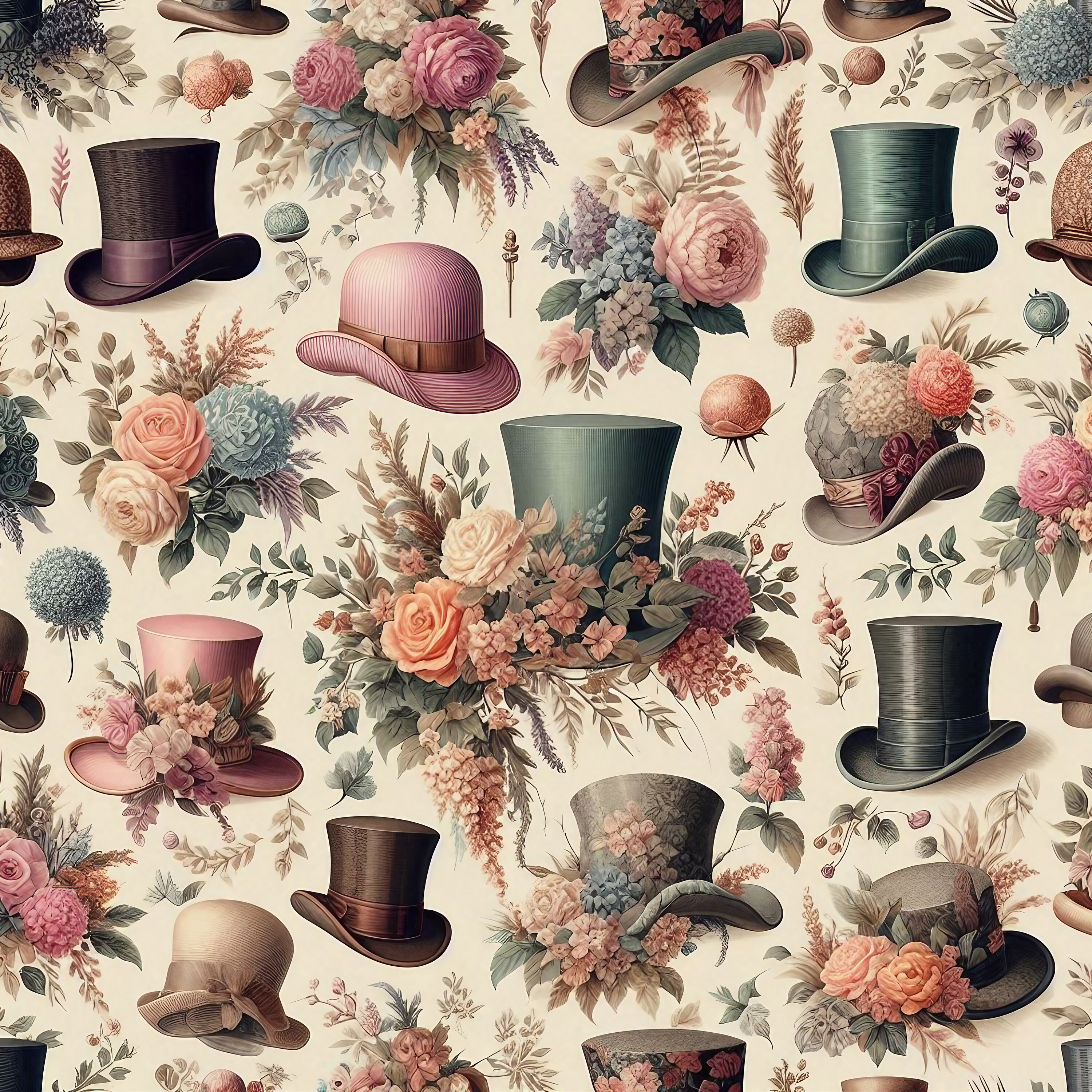 Victorian and Regency Era Inspired Digital Paper, Seamless Collage ...