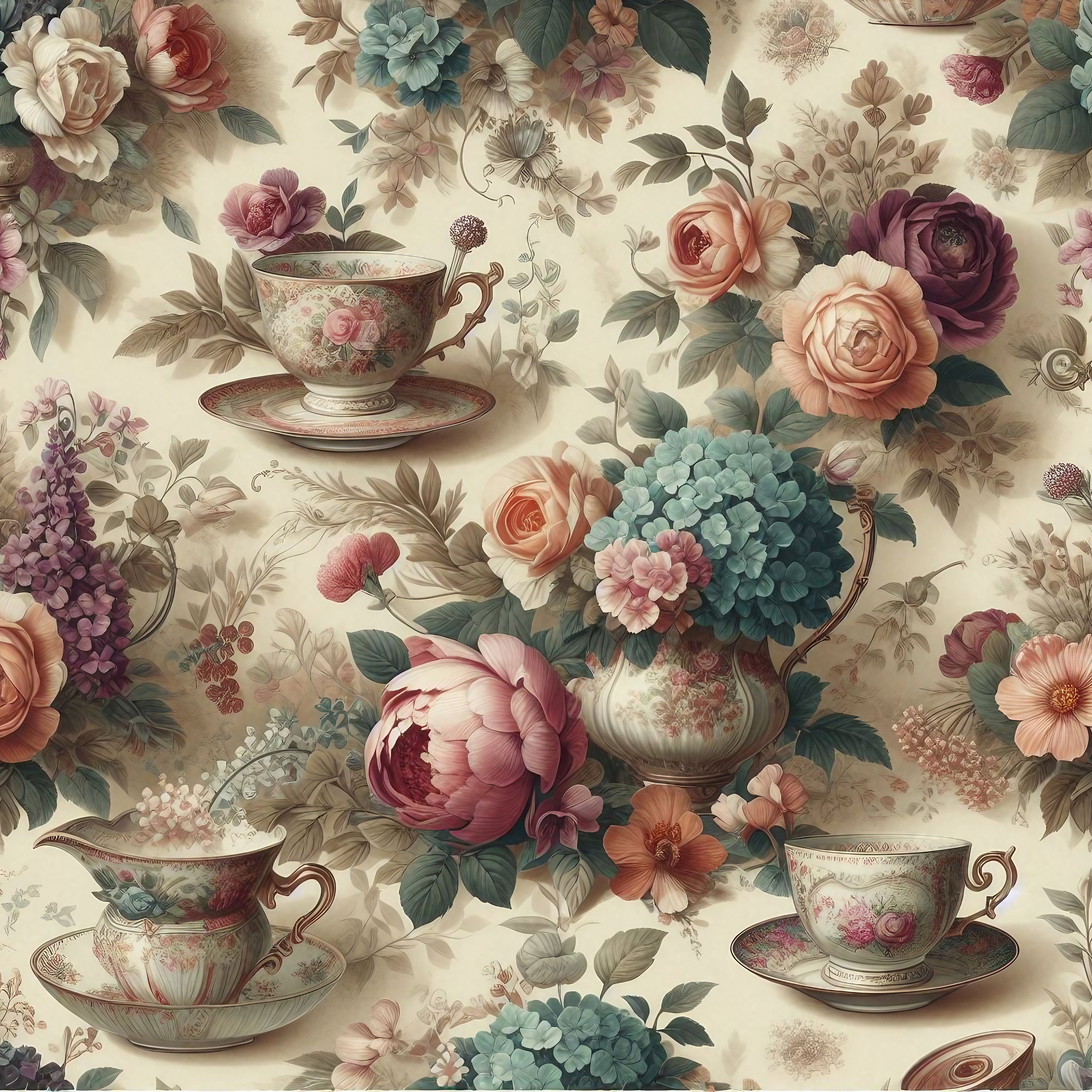 Victorian and Regency Era Inspired Digital Paper, Seamless Collage ...