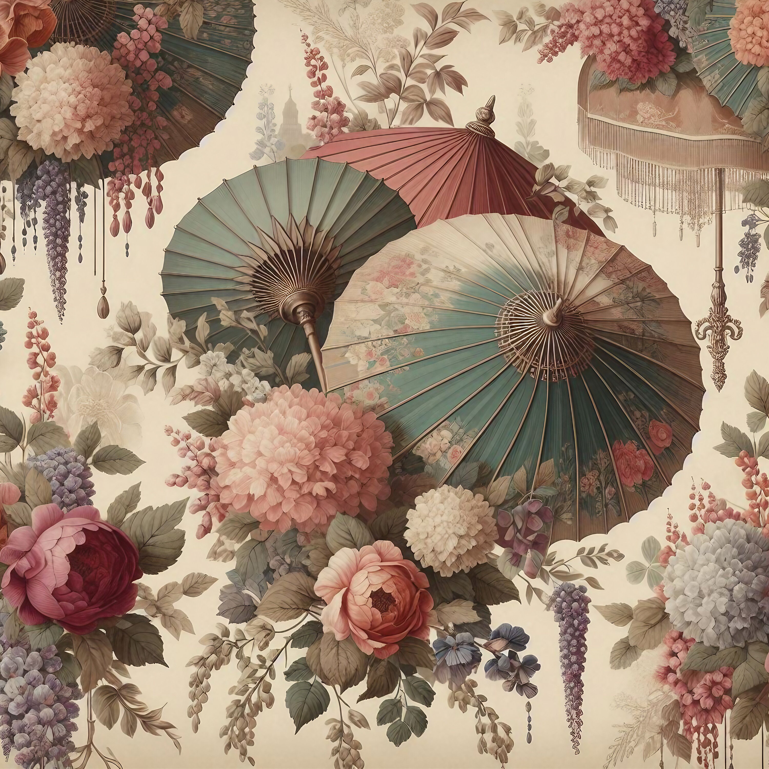 Victorian and Regency Era Inspired Digital Paper, Seamless Collage ...