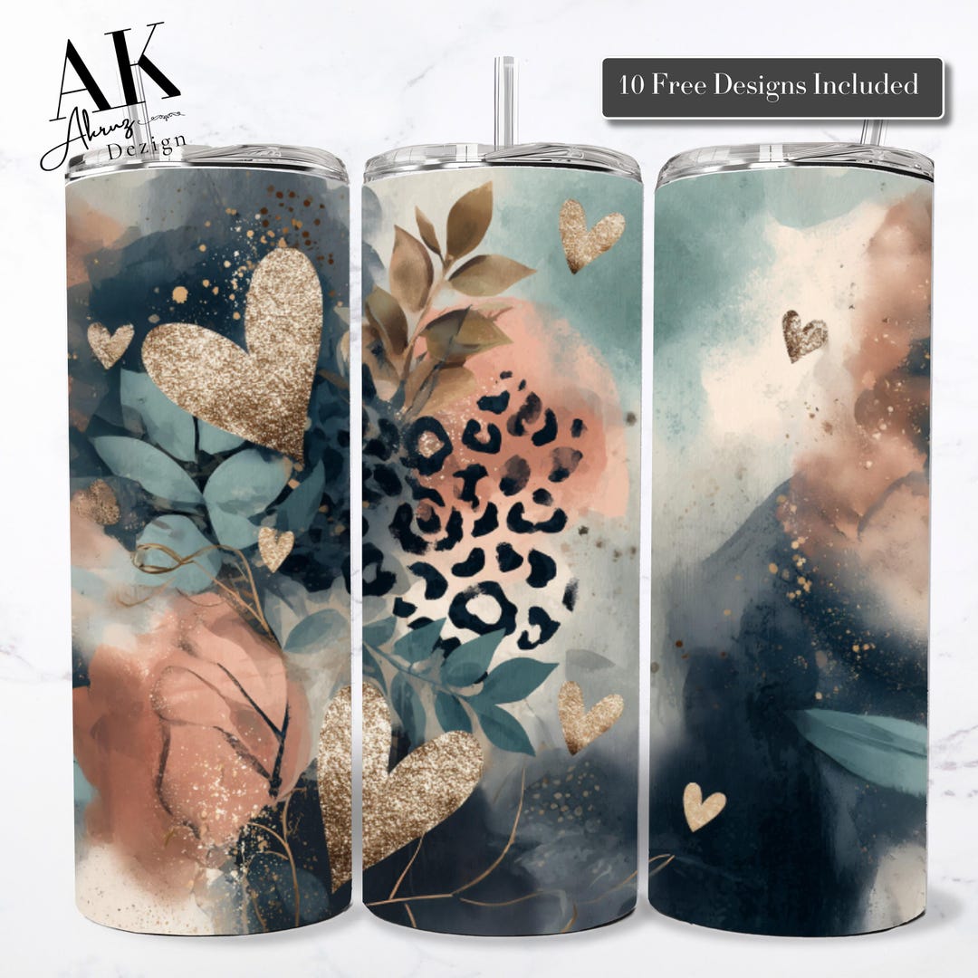 Boho Floral Leopard Print | Digital Download | Sublimation PNG | 20oz ...