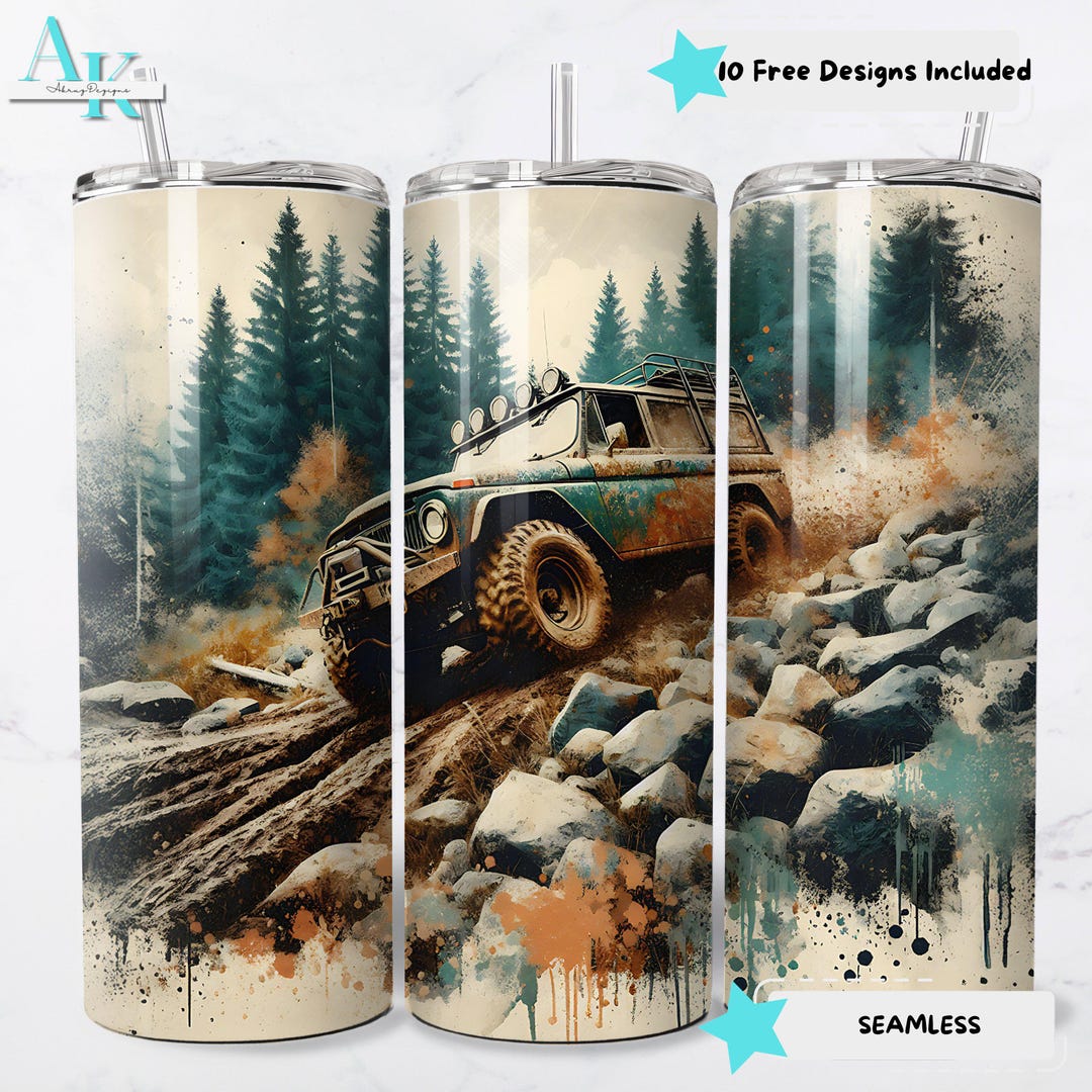 Off Road Truck Tumbler Wrap | 4x4 Rock Crawling Design | 20oz Skinny ...