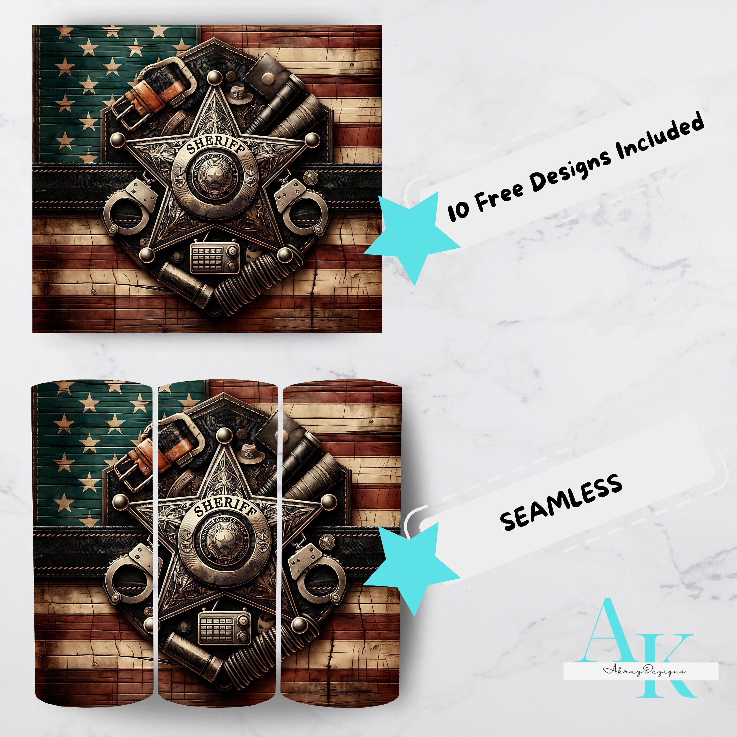 Sheriff Tumbler Wrap PNG | Police Law Enforcement 20oz Skinny Tumbler ...