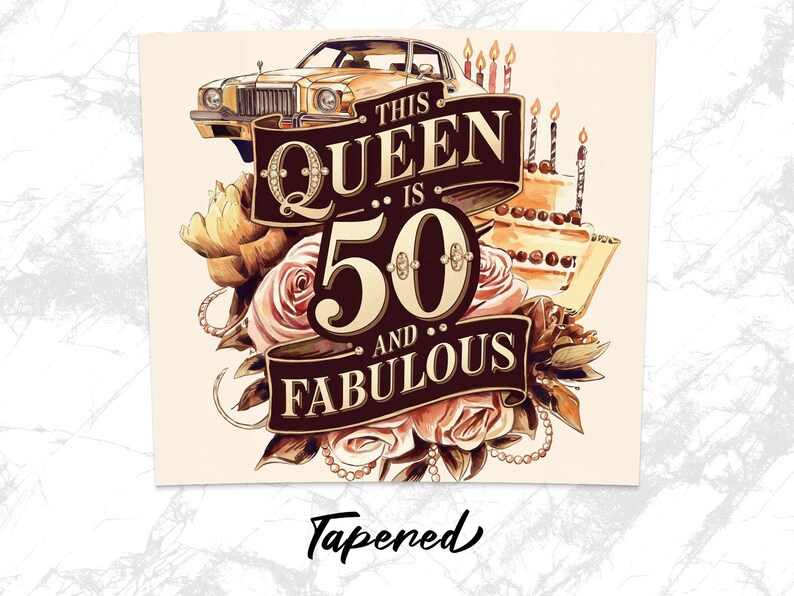 Fifty and Fabulous Tumbler PNG, 50th Birthday Tumbler Wrap, Vintage ...