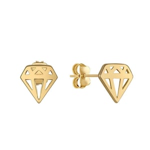 14k Solid Gold Diamond Symbol Stud Earrings Diamond Sign - Etsy