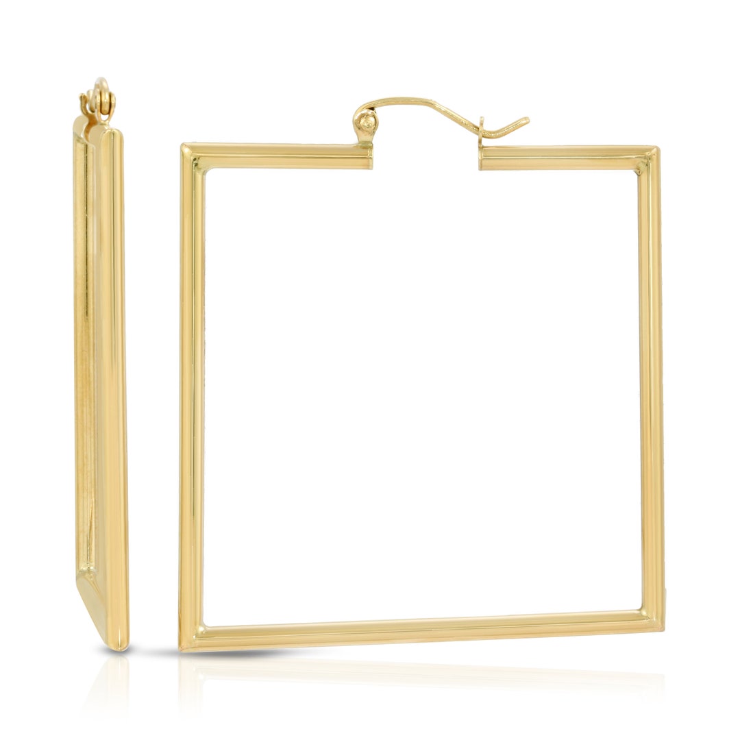 14K Yellow Gold Square 2mm Tube Hoop Earrings, Square Tube Hoops, Gold ...