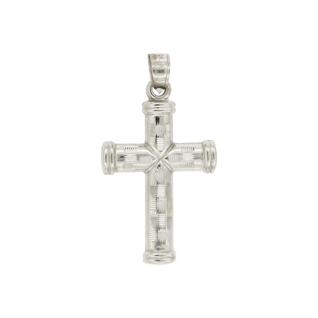 14k Real White Gold Cross Charm, White Gold Cross, 3D Cross Pendant ...