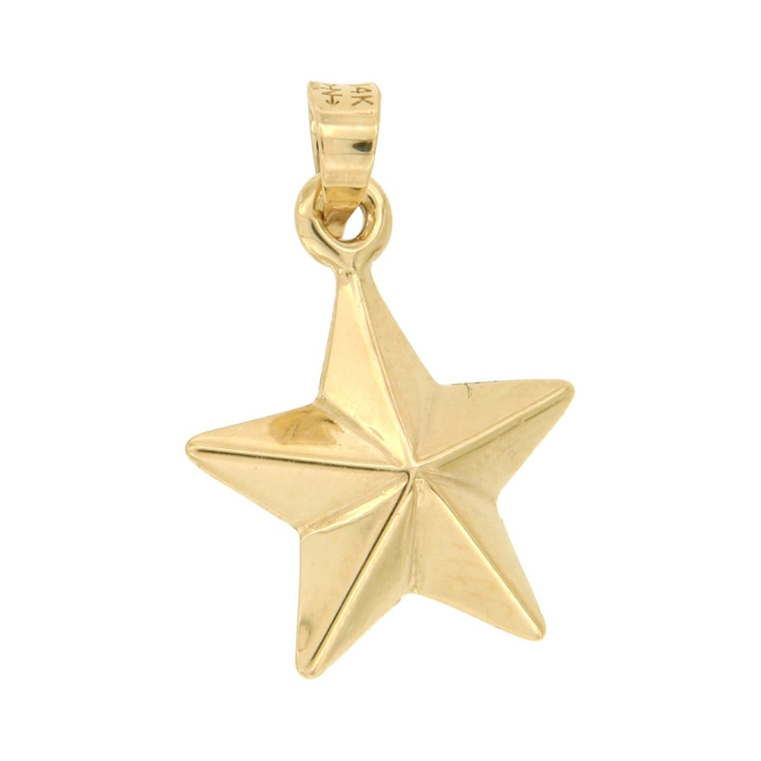 14k Real Gold Star Charm, 3D Star Pendant, Gold Star Charm, Gifts for ...