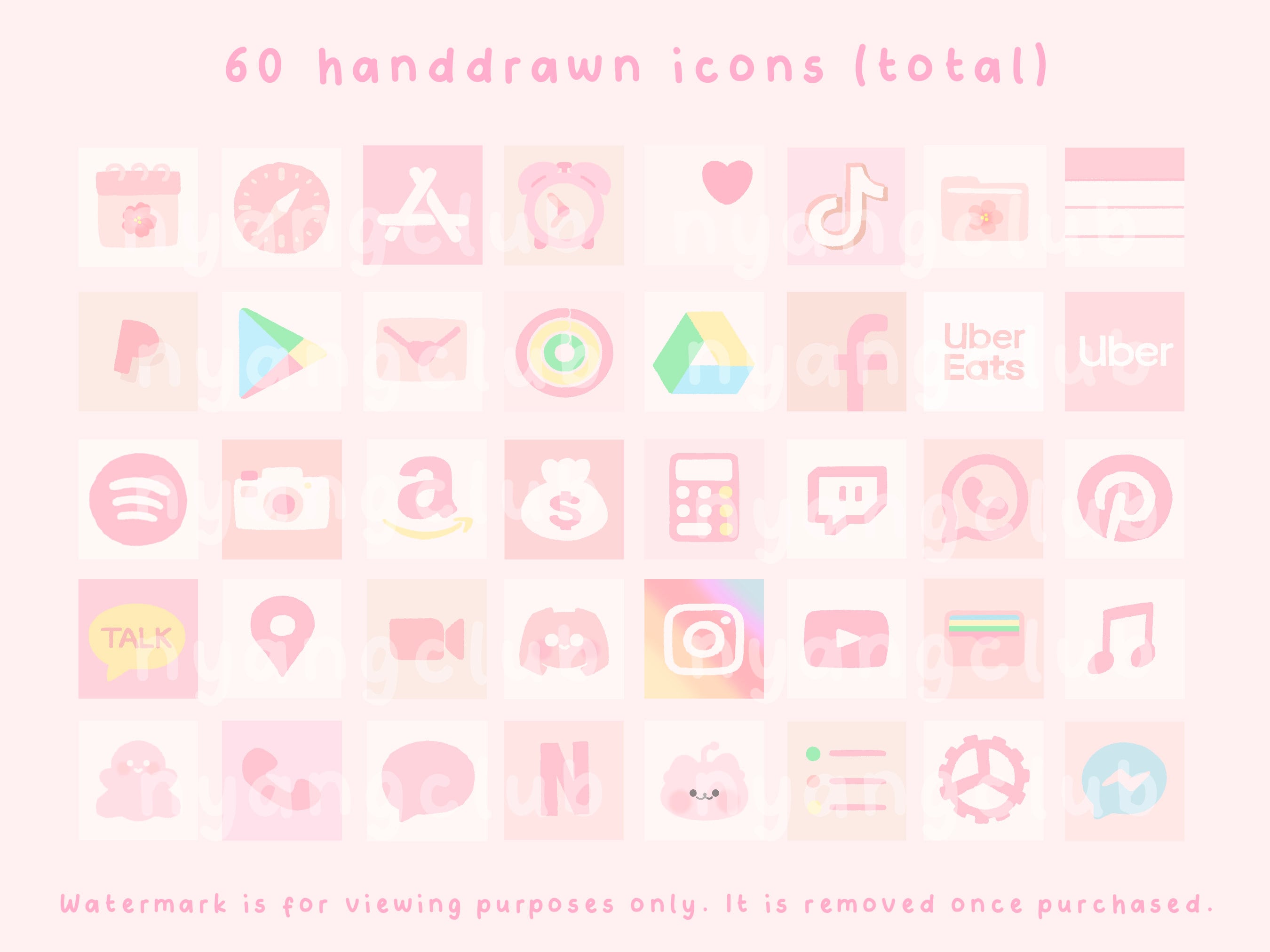 Cute Cat Sakura Cherry Blossom Pink Icon Set Ios & Android App Icons ...