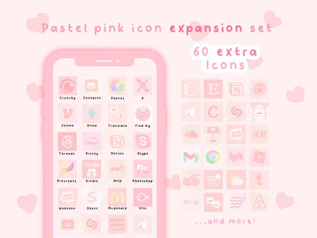 EXPANSION SET: Pastel Pink Icon Expansion Set Ios & Android App Icons ...