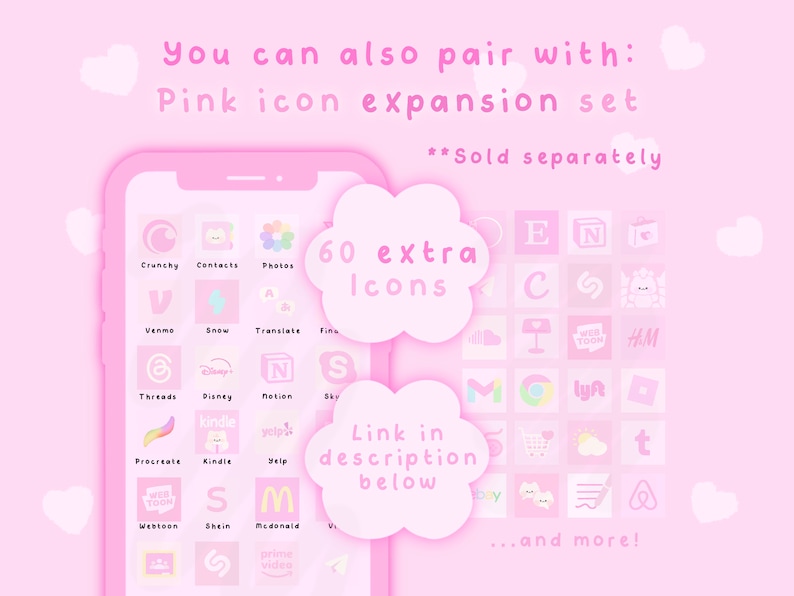 Cute Pink Bunny Icon Set Ios & Android App Icons Cute Wallpapers Cute ...