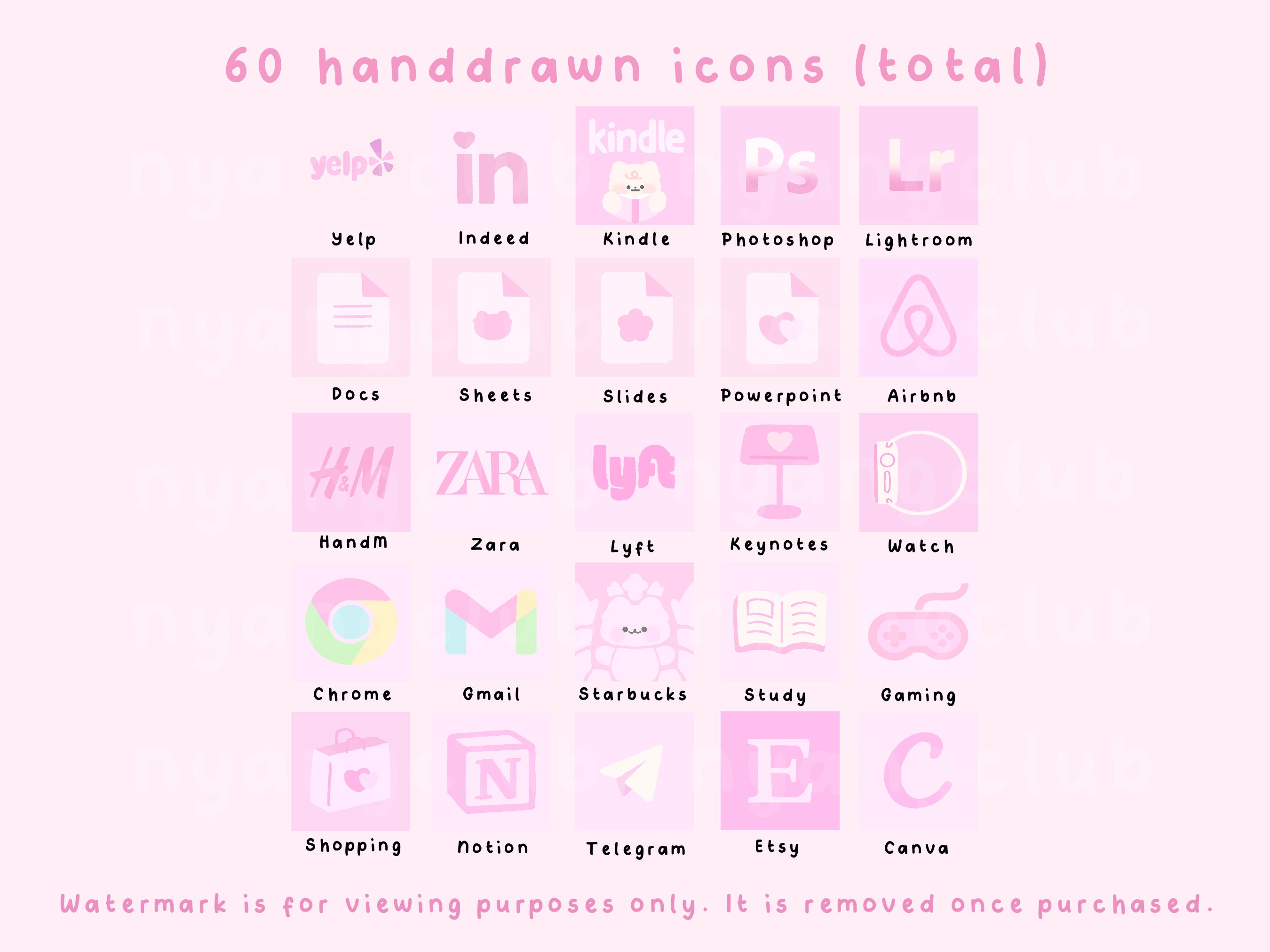 EXPANSION SET: Pink Icon Expansion Set Ios & Android App Icons Pastel ...