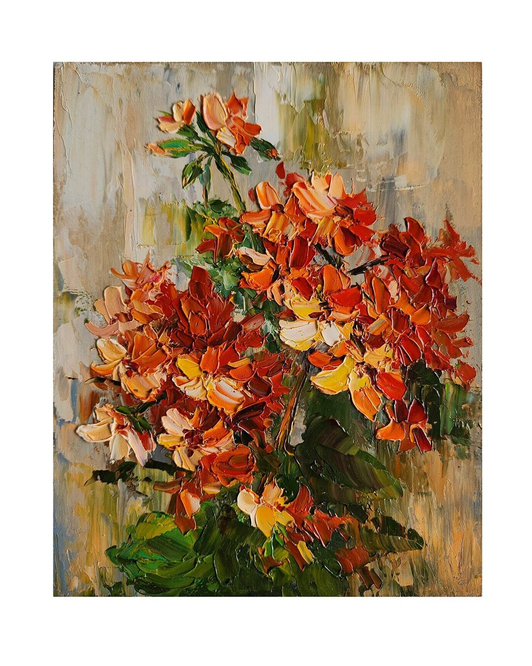 Original Geranium Oil Painting Red Flowers Painting Summer Painting ...