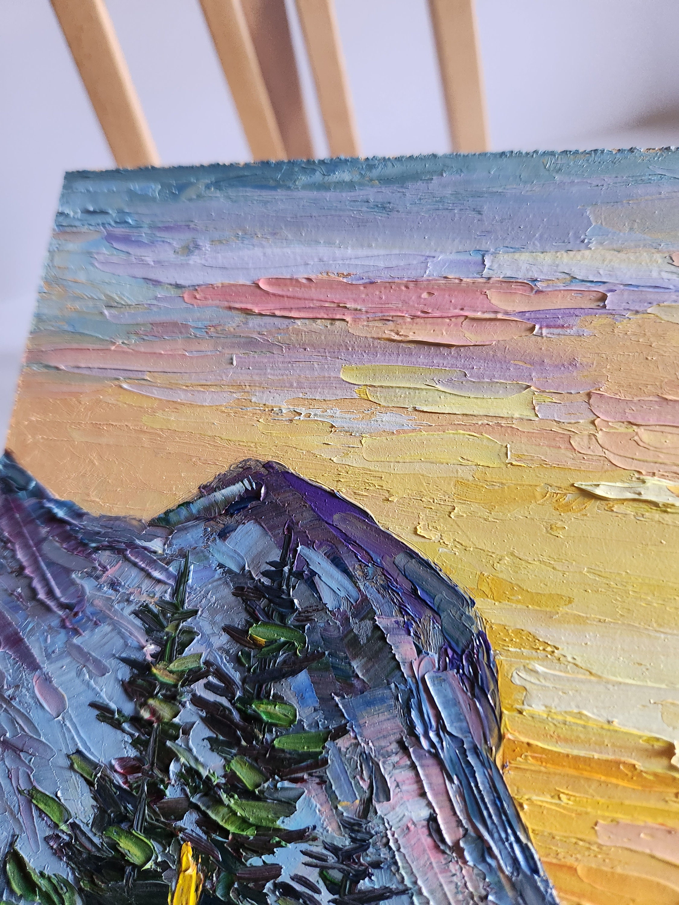 Yosemite Sunset Painting, Palette Knife Oil Landscape (10x10 Inches) - Etsy
