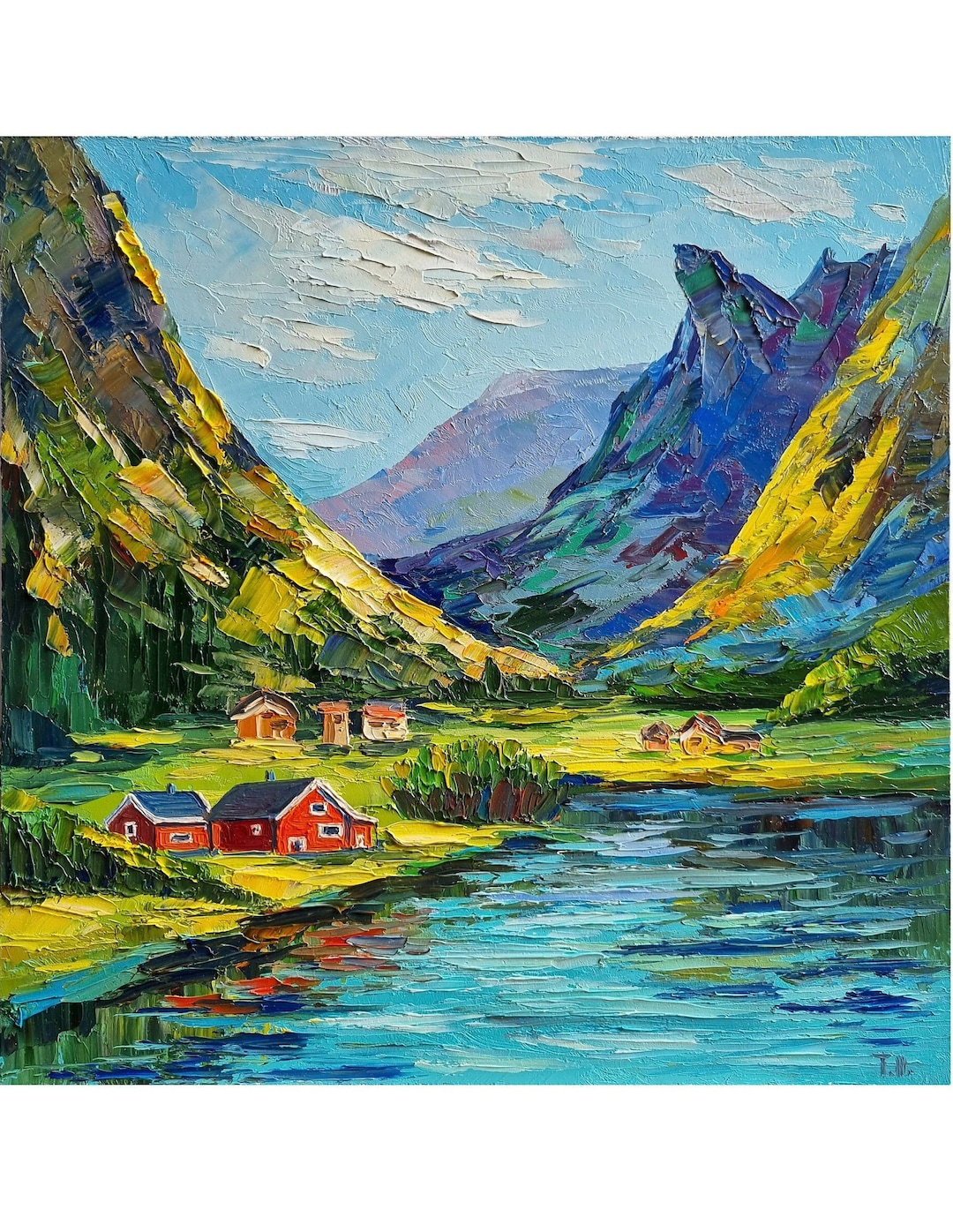 Norway Fjord Painting Norway Landscape Painting Norwegian Fjords View ...