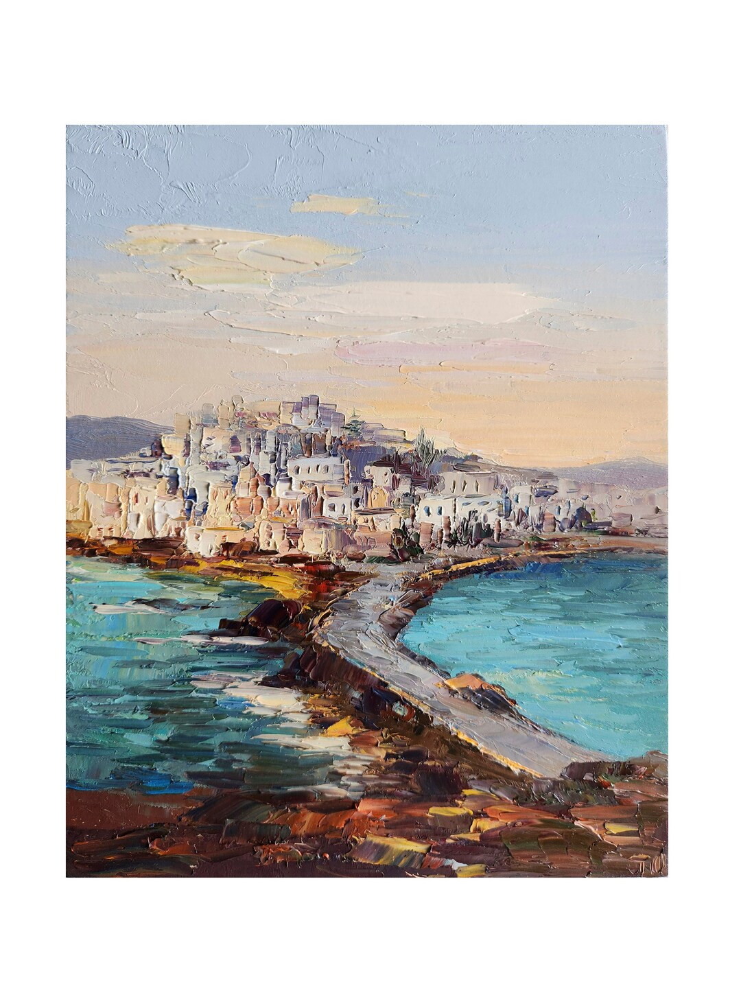 Naxos Island Sunset: Mediterranean Seascape Oil Painting (10x8) - Etsy