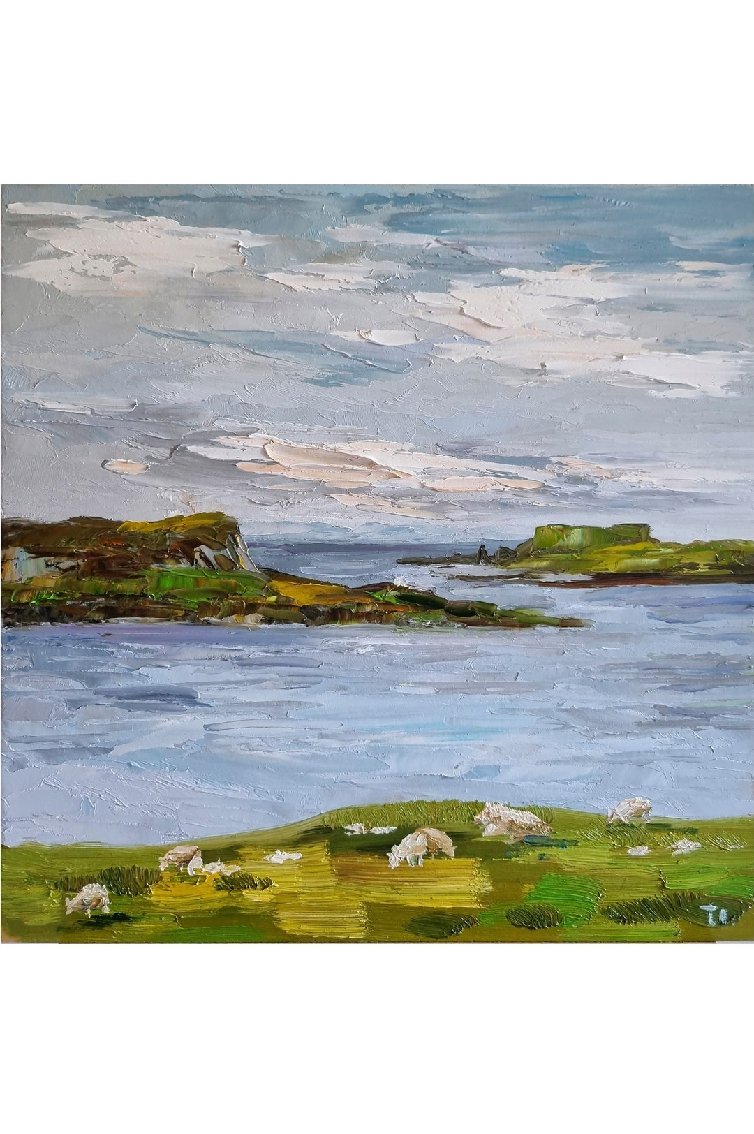 Original Scotland Landscape Oil Painting Sheep Painting Neist Point ...