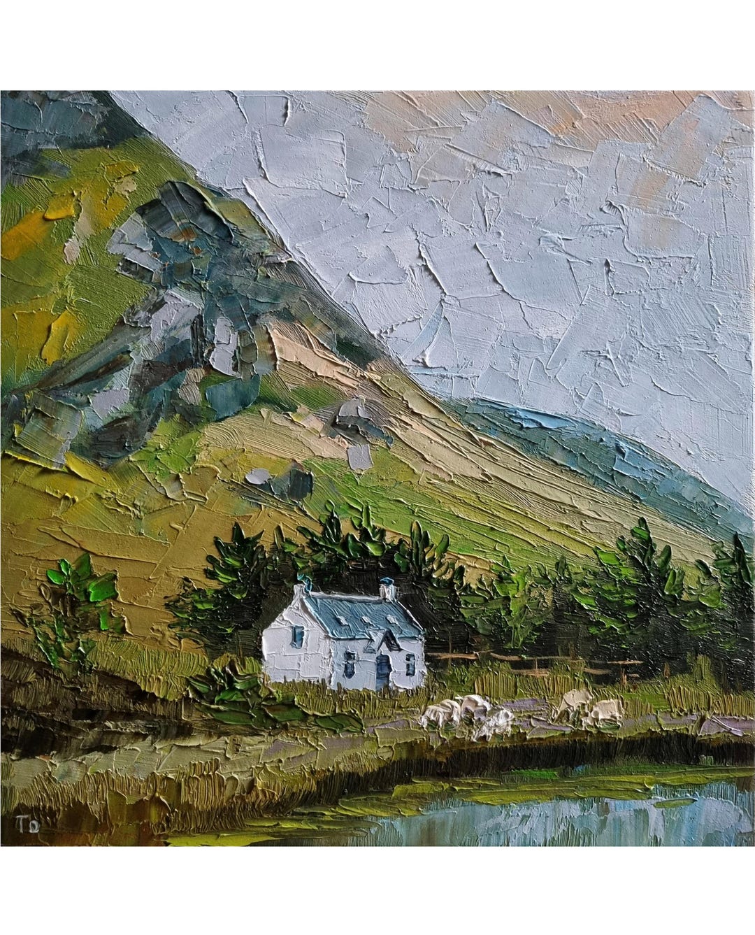 Impasto Ireland Landscape Oil Painting With Sheep - Irish Countryside ...