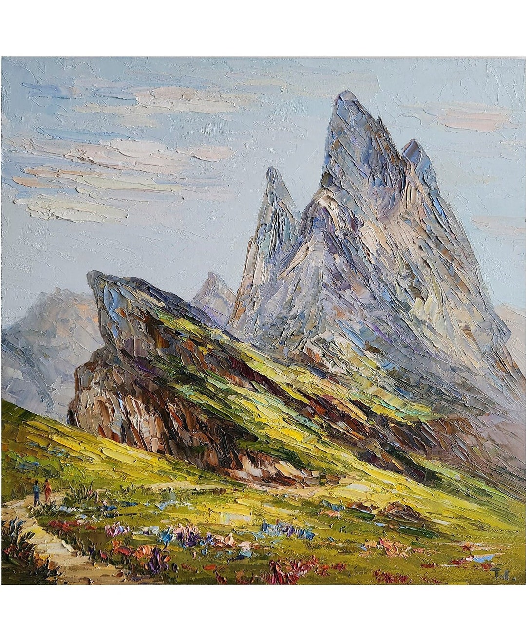 Italian Alps Oil Painting: Dolomites Mountain Landscape Impasto Art - Etsy
