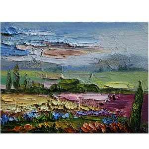 Tuscany Landscape Oil Painting: Italian Field Art, 6x8 Palette Knife - Etsy