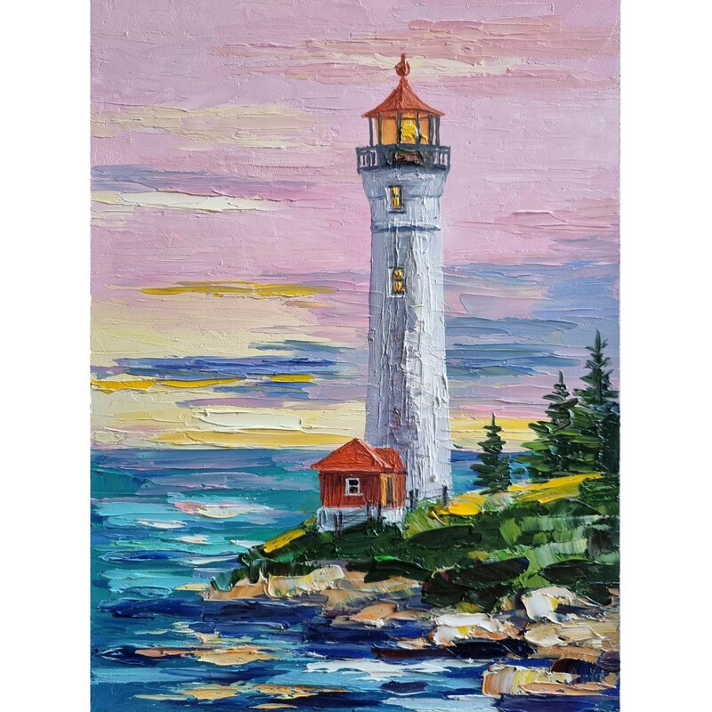 Lighthouse Painting - Etsy
