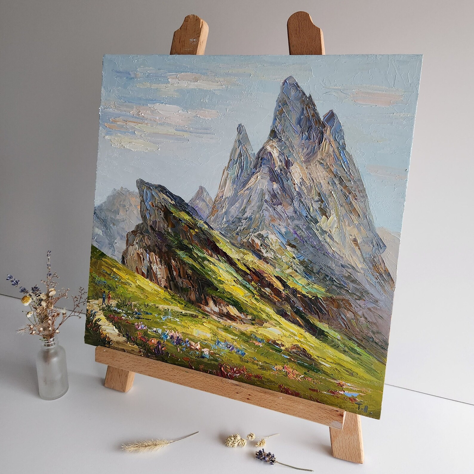 Italian Alps Oil Painting: Dolomites Mountain Landscape Impasto Art - Etsy