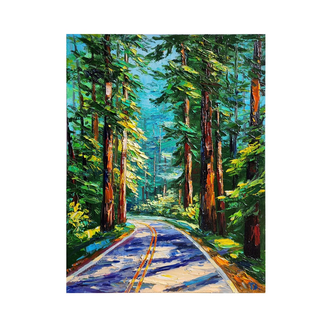 California Forest Landscape Painting,woods Painting,forest Painting ...