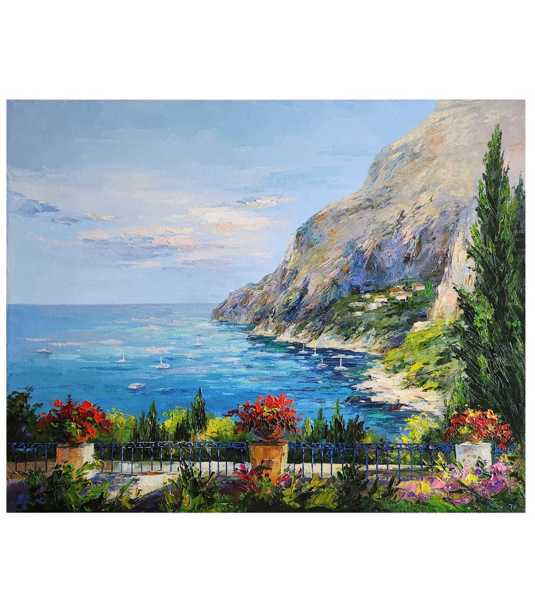 Capri Painting Original Seascape Painting Landscape Painting Amalfi ...