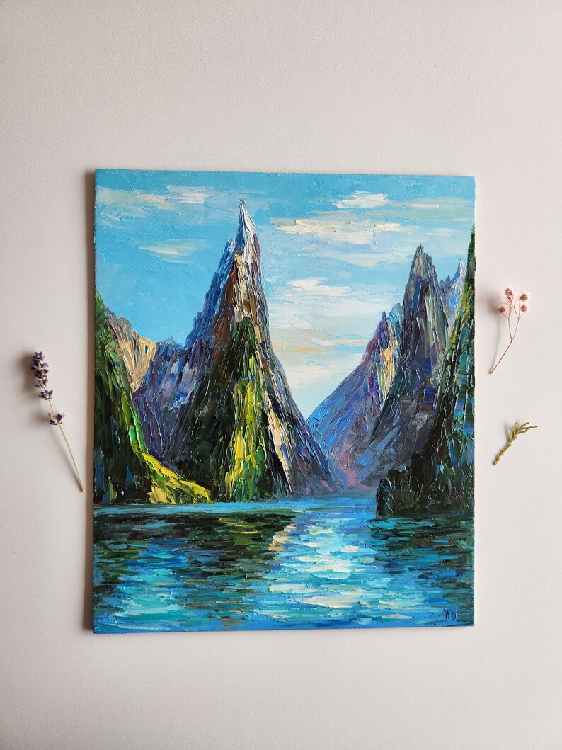 Milford Sound Painting New Zealand Lanscape Mountain Art Wall Art 12 by ...
