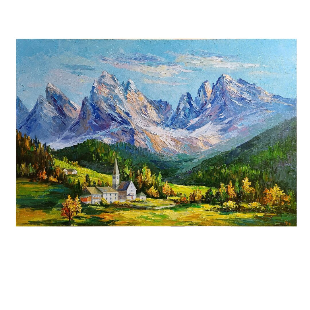 Dolomites Alps Painting,dolomites Mountains,alps Painting,mountain Art ...