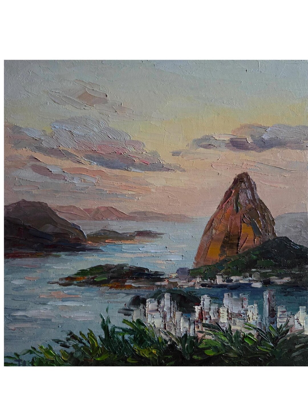 Rio De Janeiro Oil Painting Impasto Brazi Landscape Wall Art 10 by 10 ...