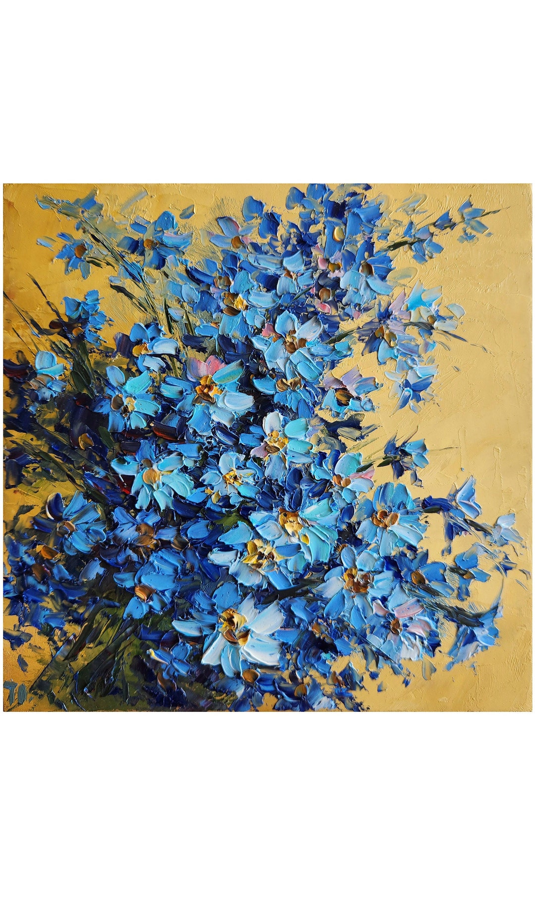Forget-me-not Painting Floral Painting Flower Wall Art Still Life ...
