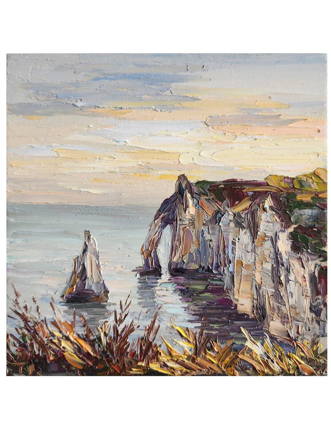 Original Etretat Normandy Oil Painting Normandy Painting France Chalk ...