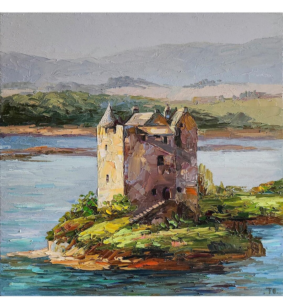 Castle Stalker Painting Scotland Painting Autumn Painting Autumn Wall ...