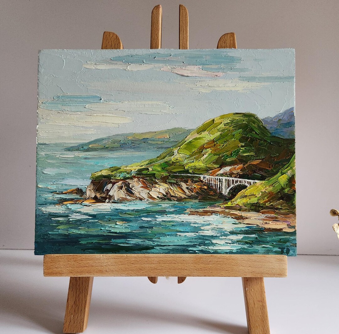 Original Big Sur Oil Painting: Palette Knife Bixby Bridge Art (8x10 ...