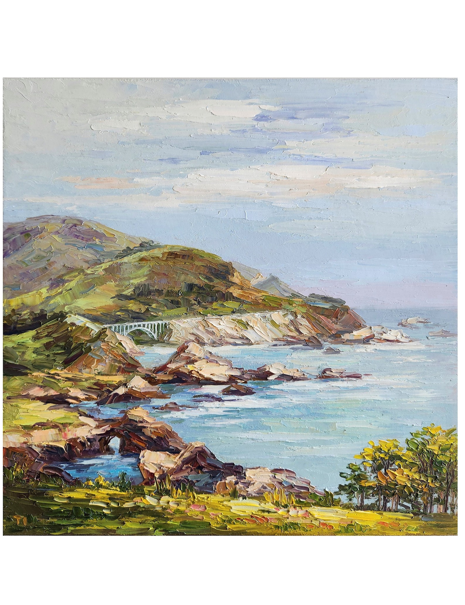 Big Sur Coastline Oil Painting: California Seascape Wall Art - Etsy