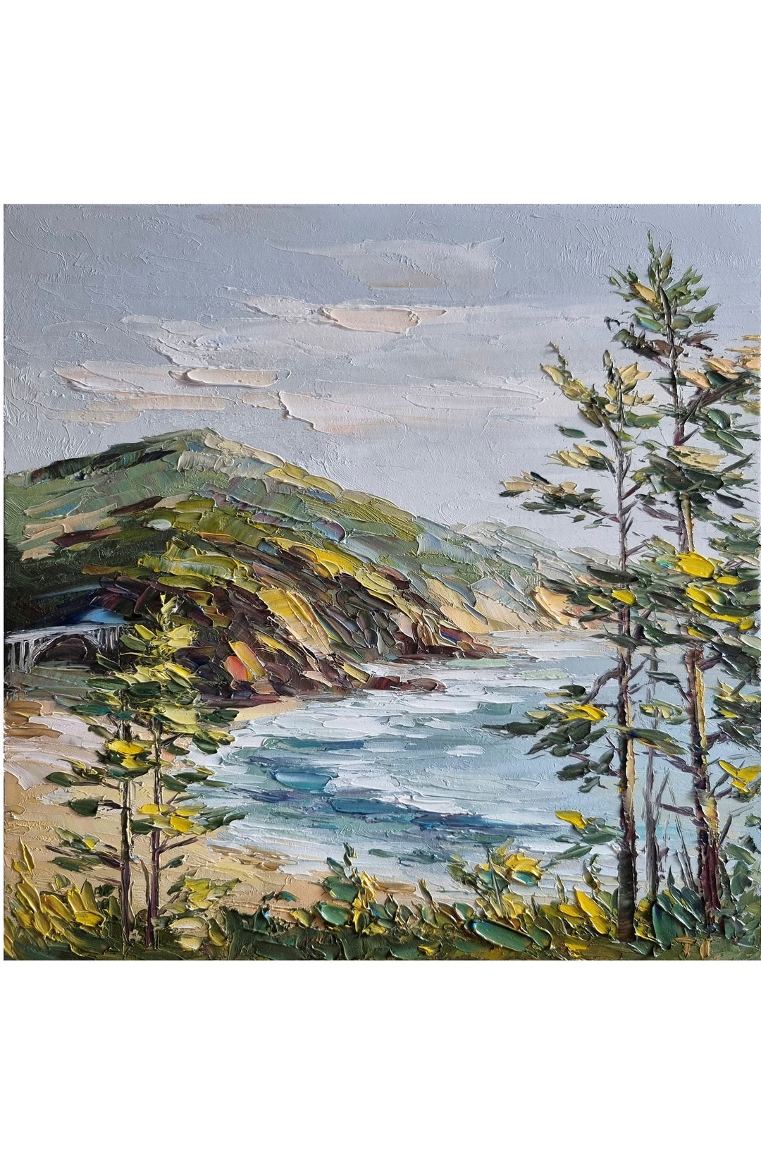 Oregon Coast Oil Painting, Pacific Ocean Beach Art (10x10 Inch) - Etsy