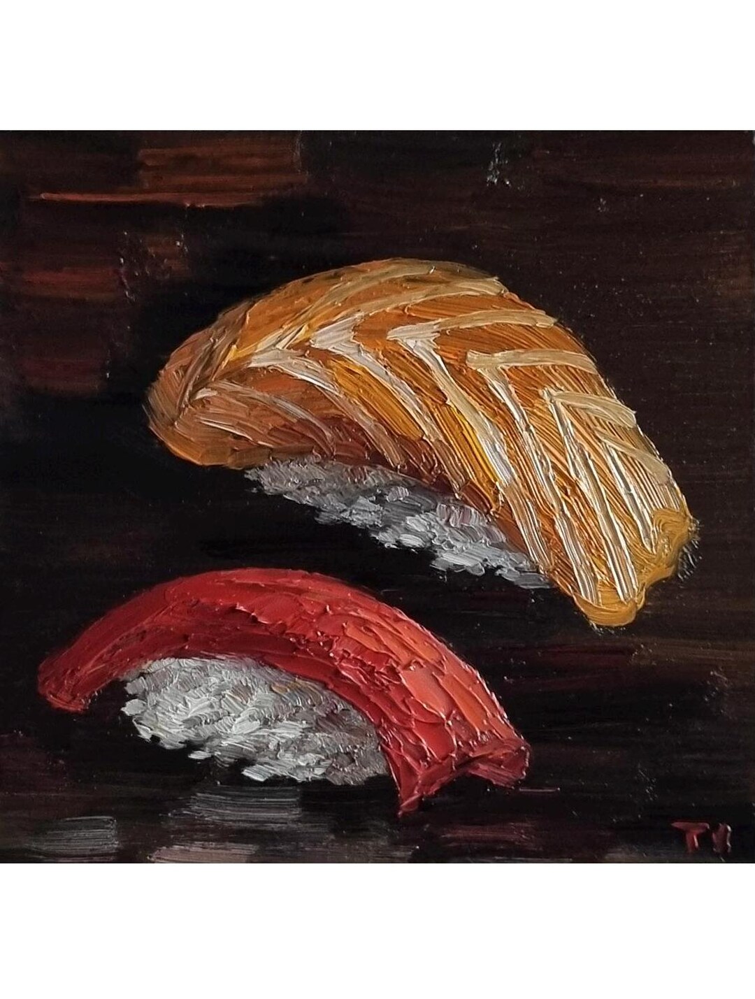 Sushi Oil Painting Japanese Food Oil Impasto Painting Kitchen Decor ...