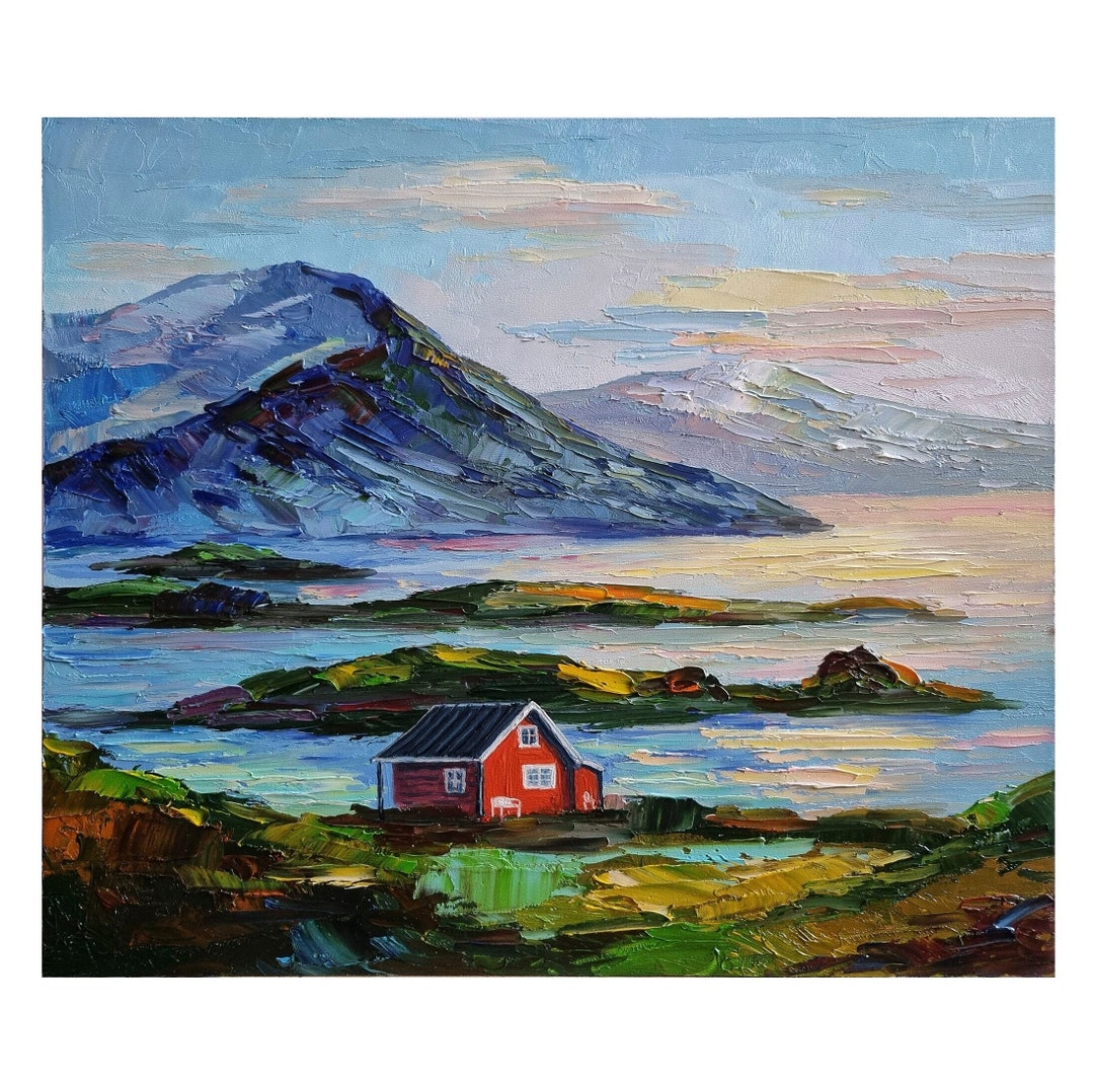 Norway Landscape Paintingmountain Landscape Paintingsunrise - Etsy