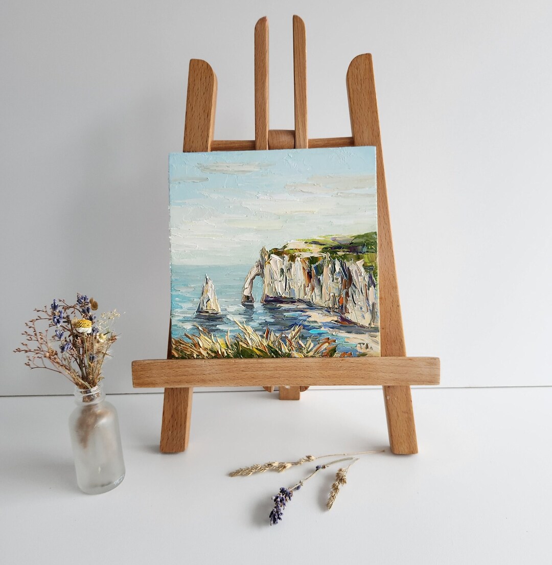 Original Etretat Normandy Beach Painting France Chalk Cliff Painting ...