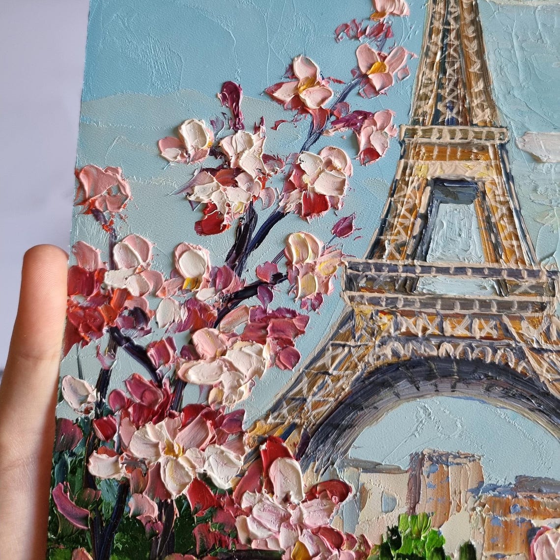 Eiffel Tower Oil Painting: Spring Paris Landscape, Palette Knife Art - Etsy