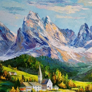 Dolomites Alps Painting,dolomites Mountains,alps Painting,mountain Art ...