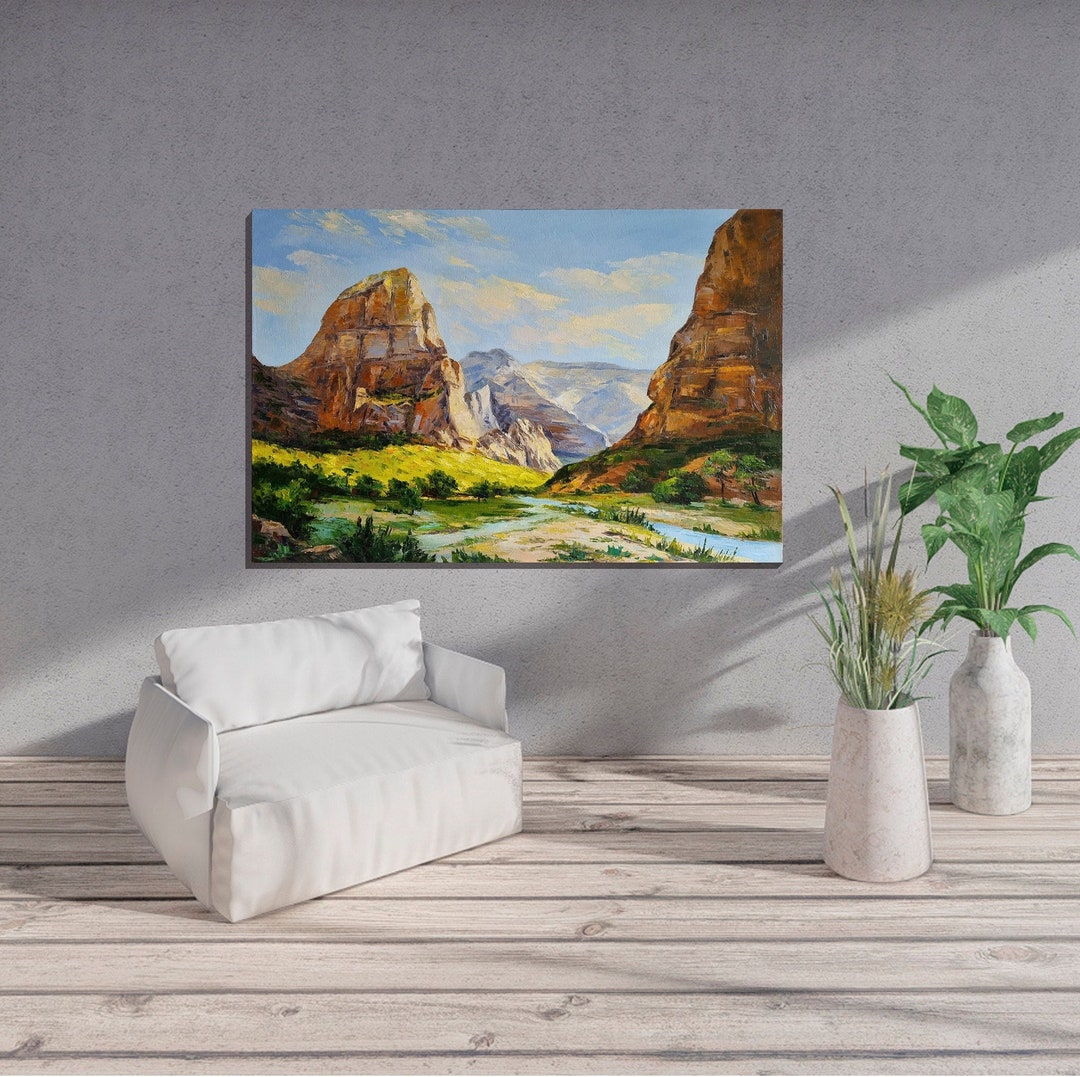 Zion Painting Mountain, Zion Canyon,mountain Landscape,mountain Art ...