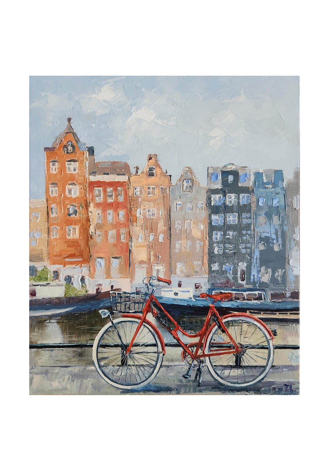 Original Dutch Oil Painting Amsterdam Painting Netherlands Cityscape ...
