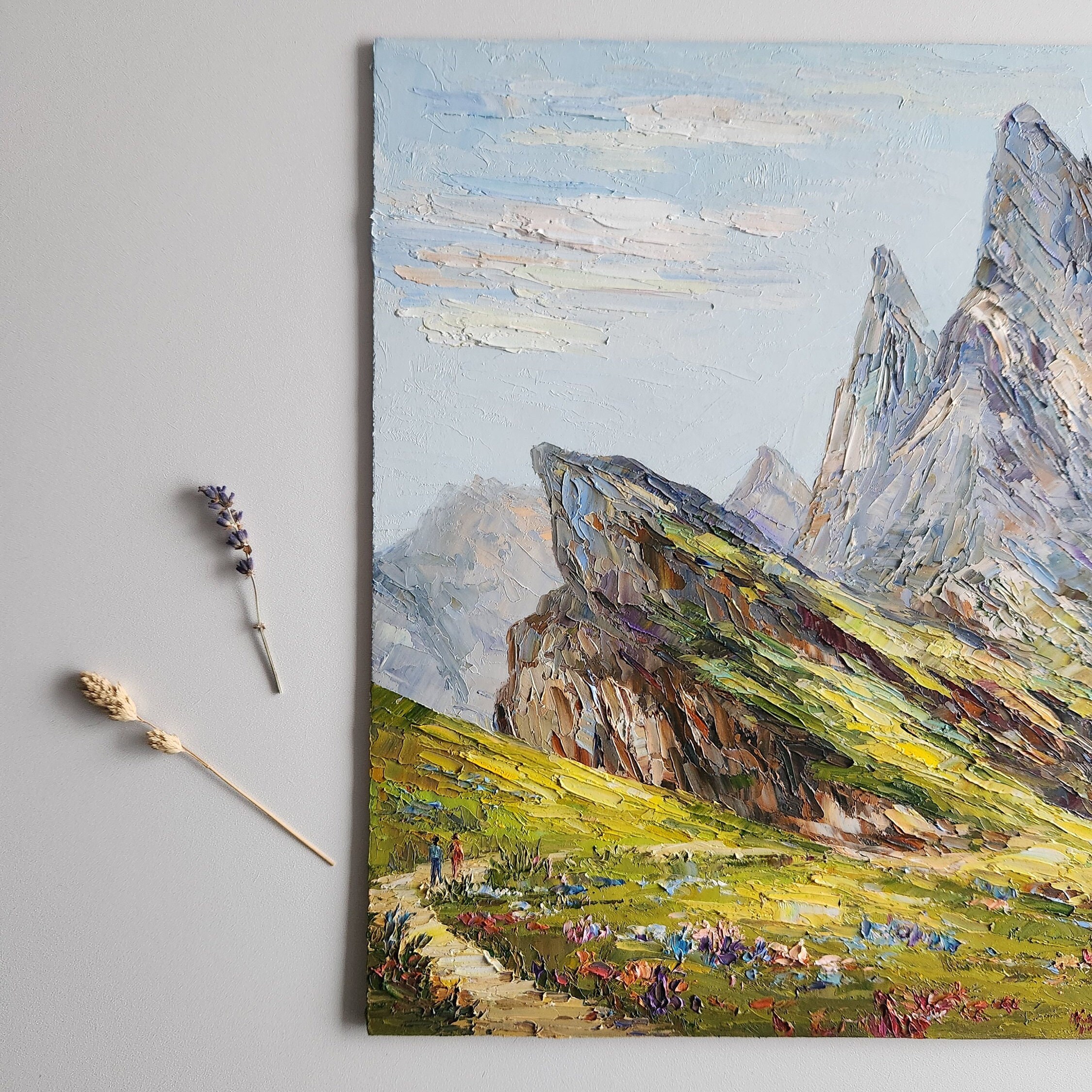 Italian Alps Oil Painting: Dolomites Mountain Landscape Impasto Art - Etsy