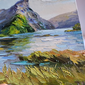 Milford Sound Oil Painting: New Zealand Mountain Landscape Art (10x10 ...