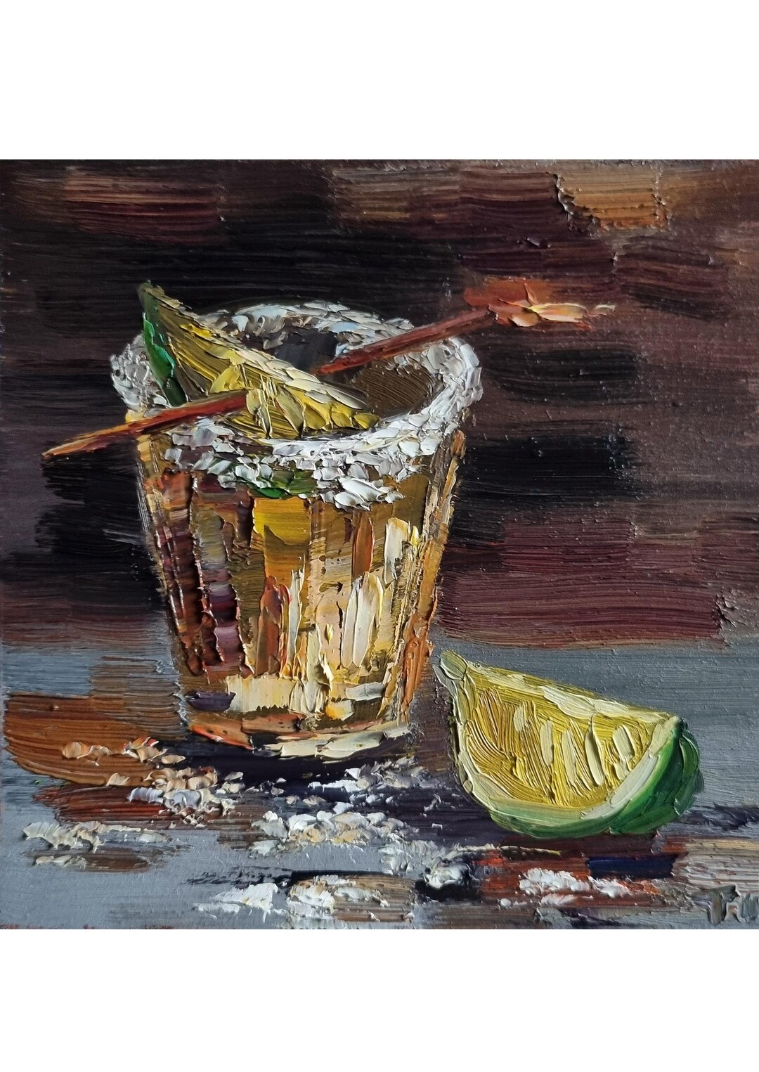 Tequila Painting Oil Painting Mexico Art Oil Painting Cocktail Art Bar ...