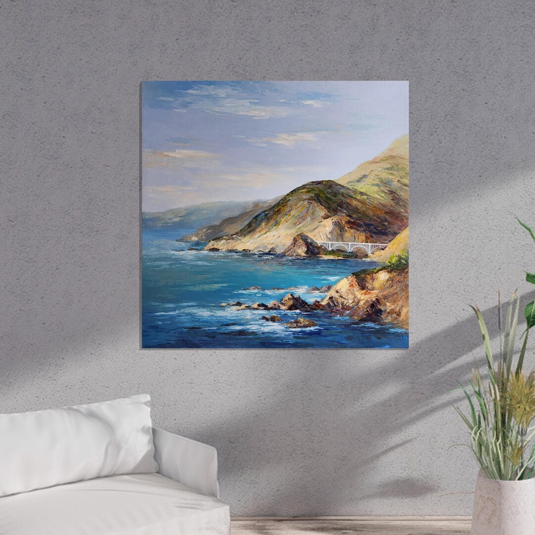 Big Sur Oil Painting, Coastal Landscape Art (30x30 In) - Etsy