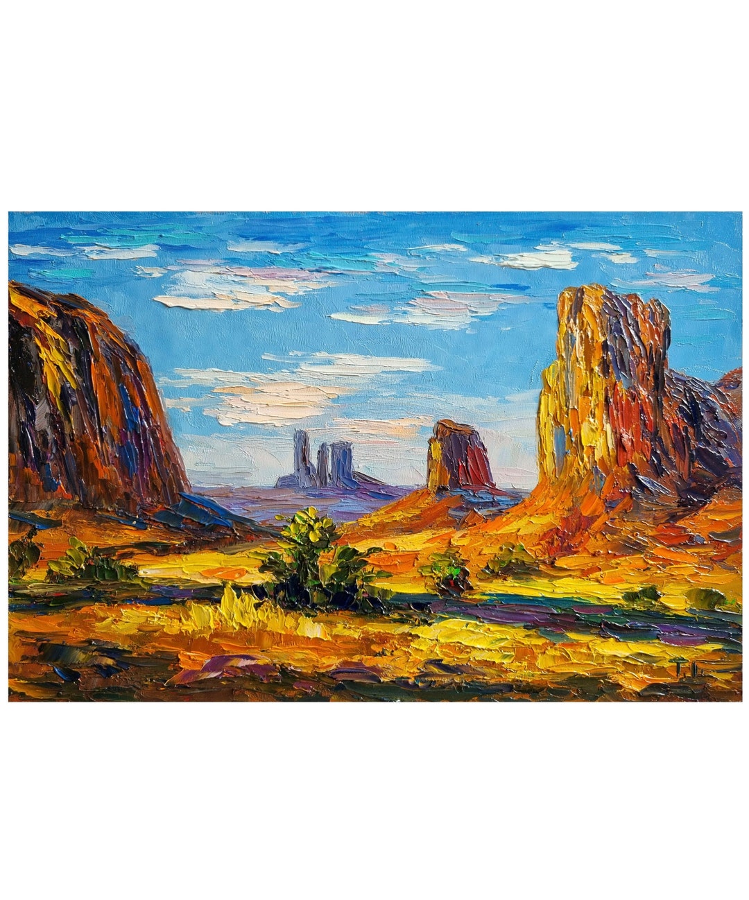 Original Arizona Oil Painting Sonora Landscape Impasto Painting Desert ...