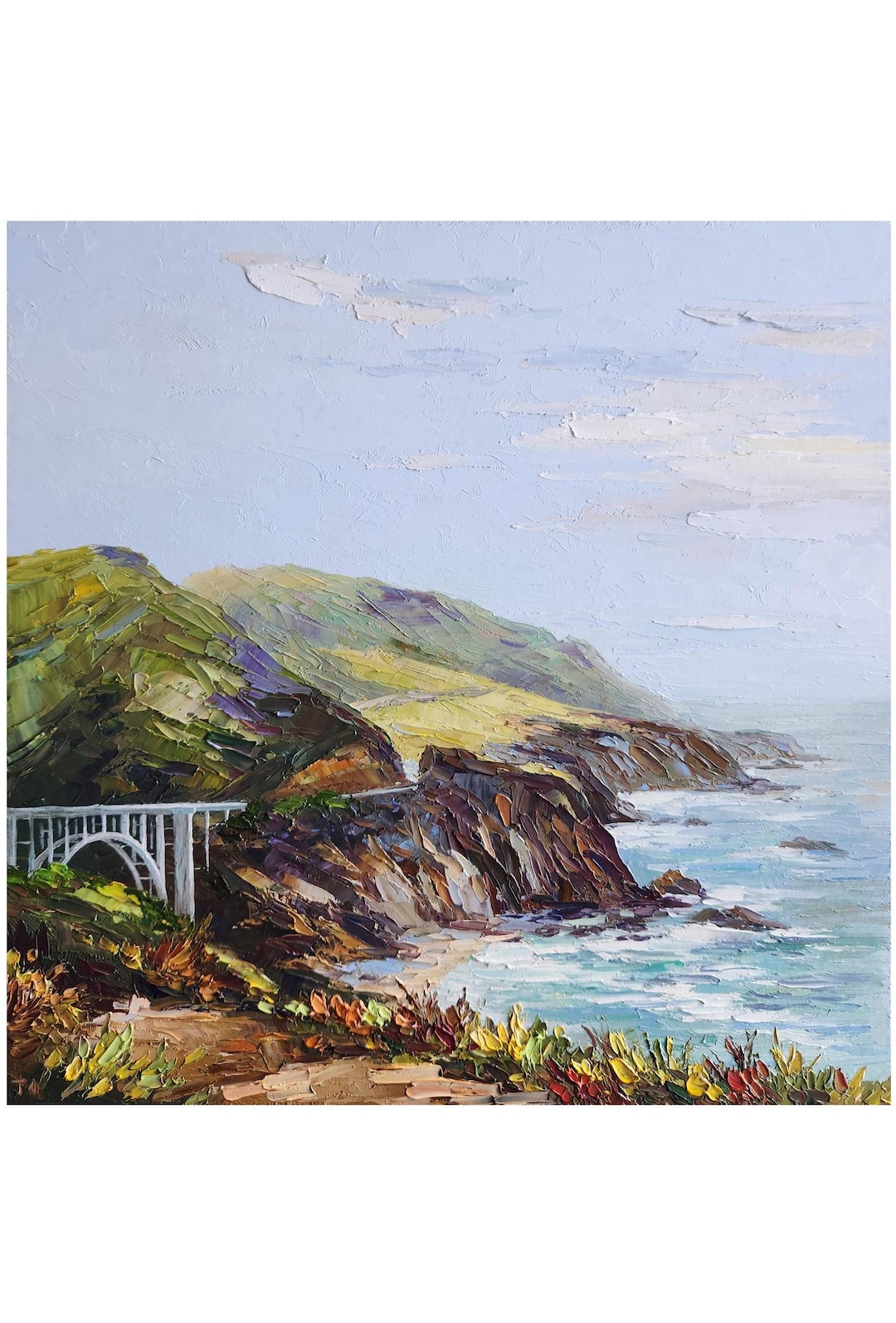 Original Big Sur Monterey Oil Painting Bixby Creek Bridge Painting Wall ...